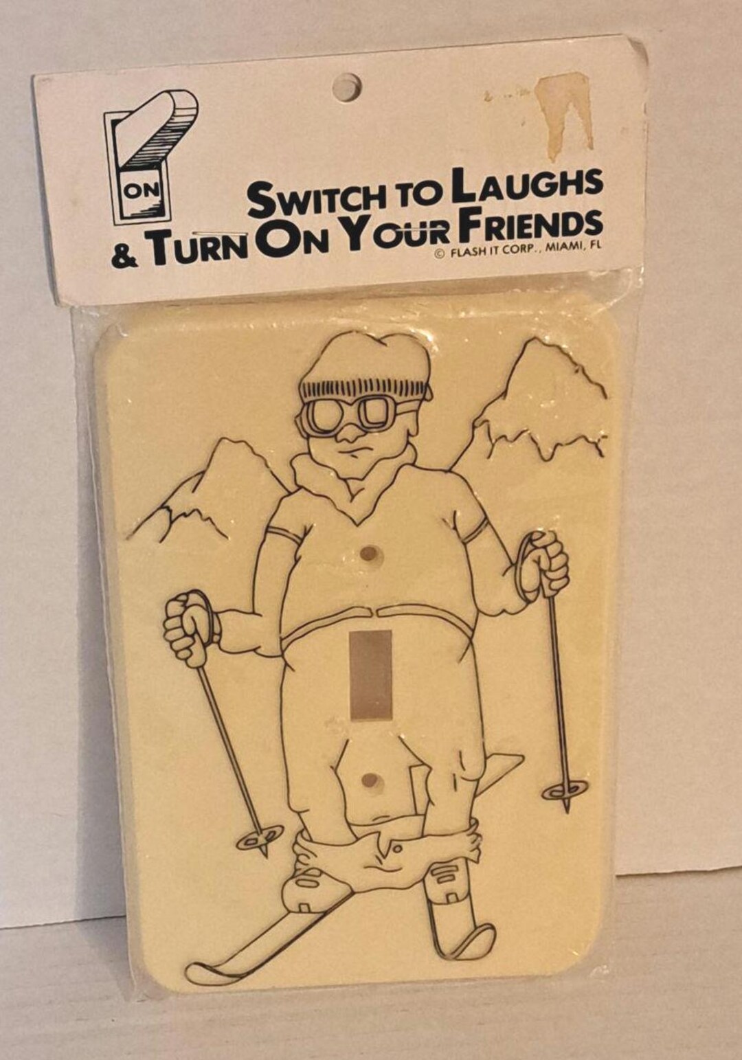 Vintage Light Switch Plate Cover Cheeky Skier New With Package White ...