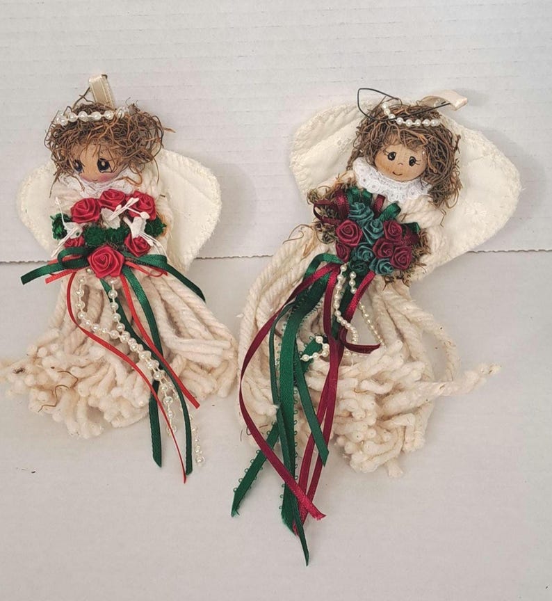 Vintage Hobby Craft Angels Handmade Christmas Ornament Set of 2 - Etsy