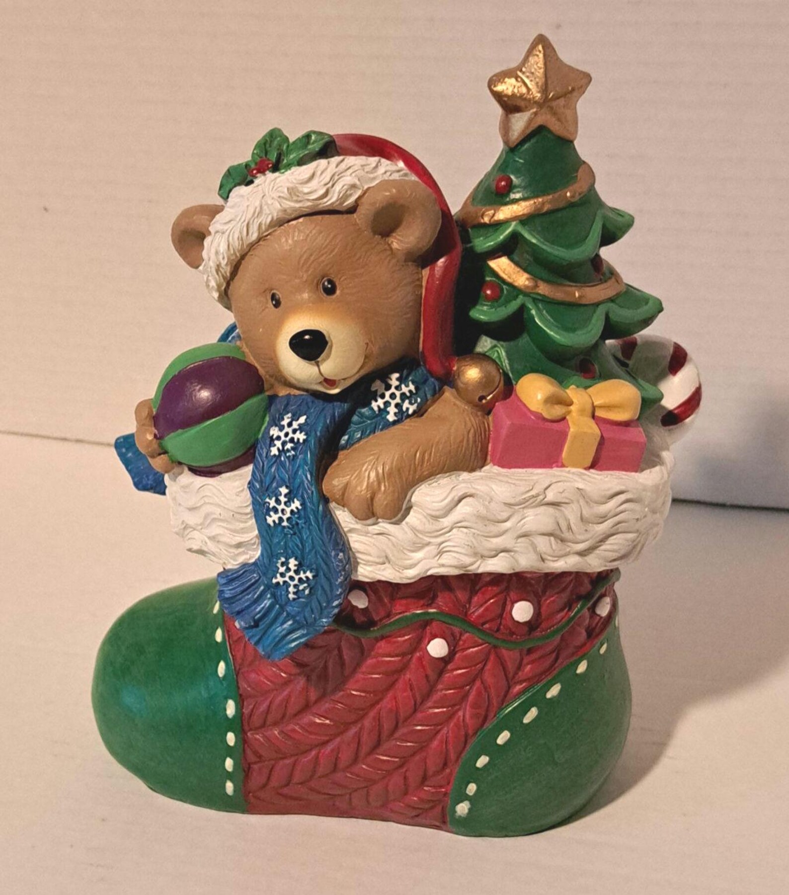 Vintage Ceramic Stocking With Bear Tree Gifts Home Decor Holiday Red - Etsy