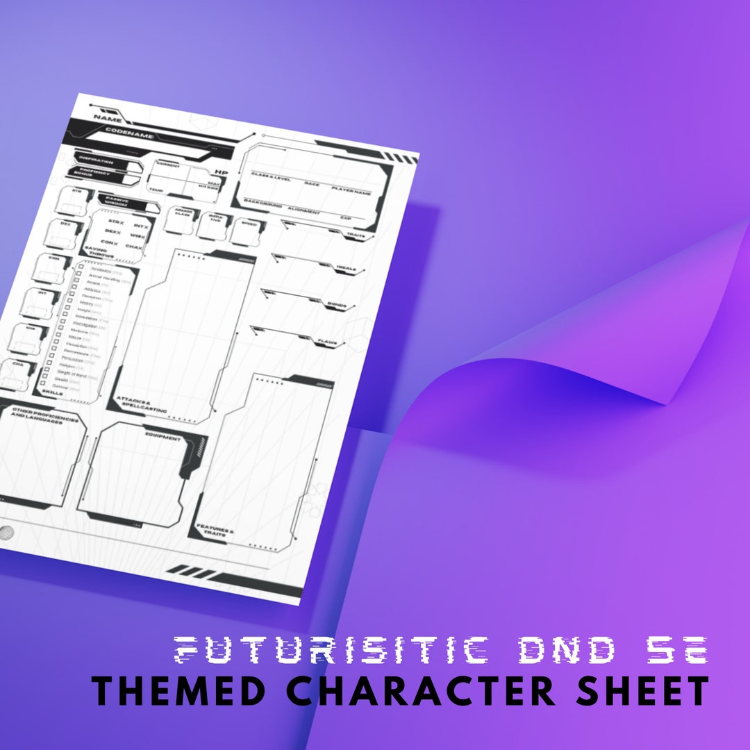 Cyberpunk D&D 5e Fillable Character Sheet: Sci-fi Futuristic Theme ...
