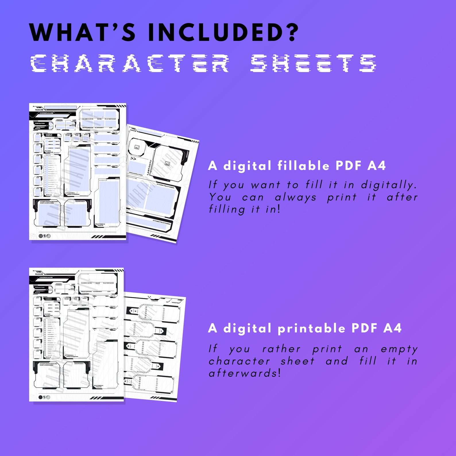 Cyberpunk D&D 5e Fillable Character Sheet: Sci-fi Futuristic Theme ...