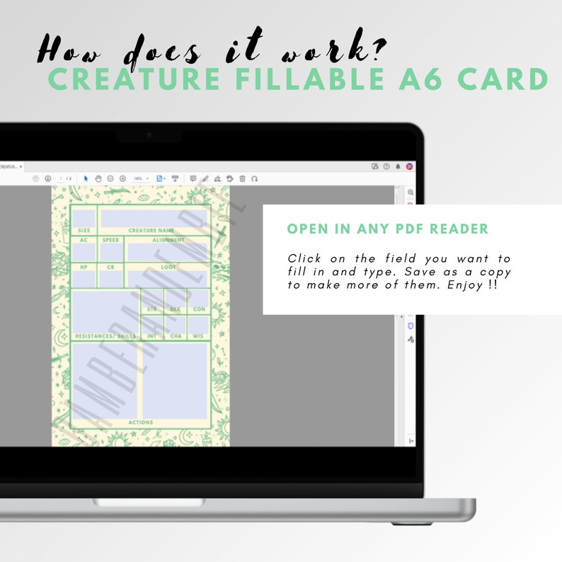 Fillable Custom Creature Cards // RPG Digital Download // Dungeons and ...