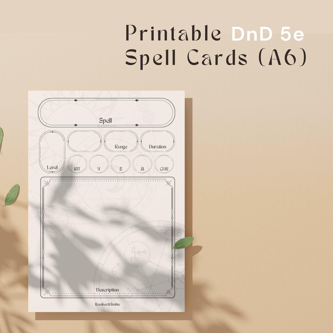 Fillable Custom Spell Cards // RPG Digital Download // Dungeons and ...