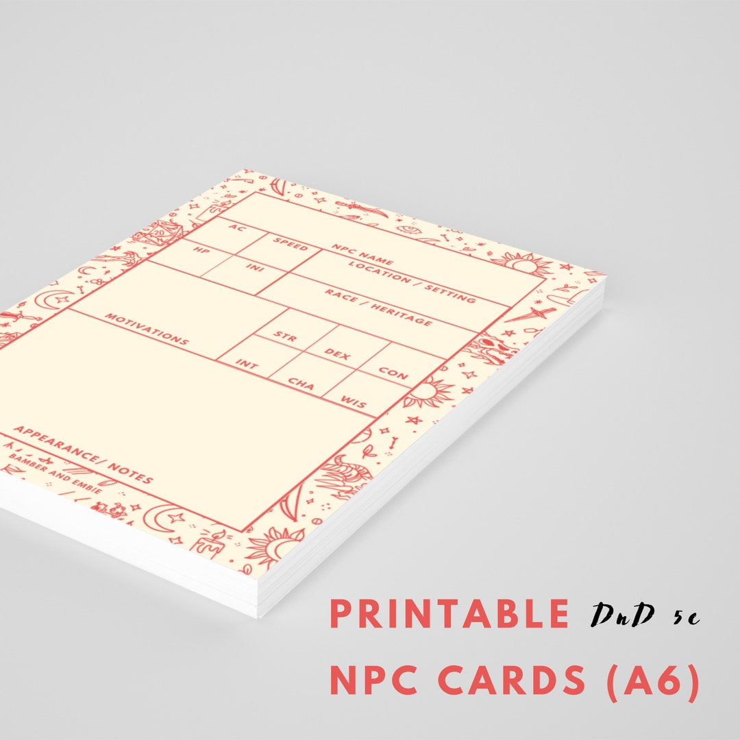 Whimsy NPC Cards: Fillable D&D 5e Template (A6 Digital Download) - Etsy