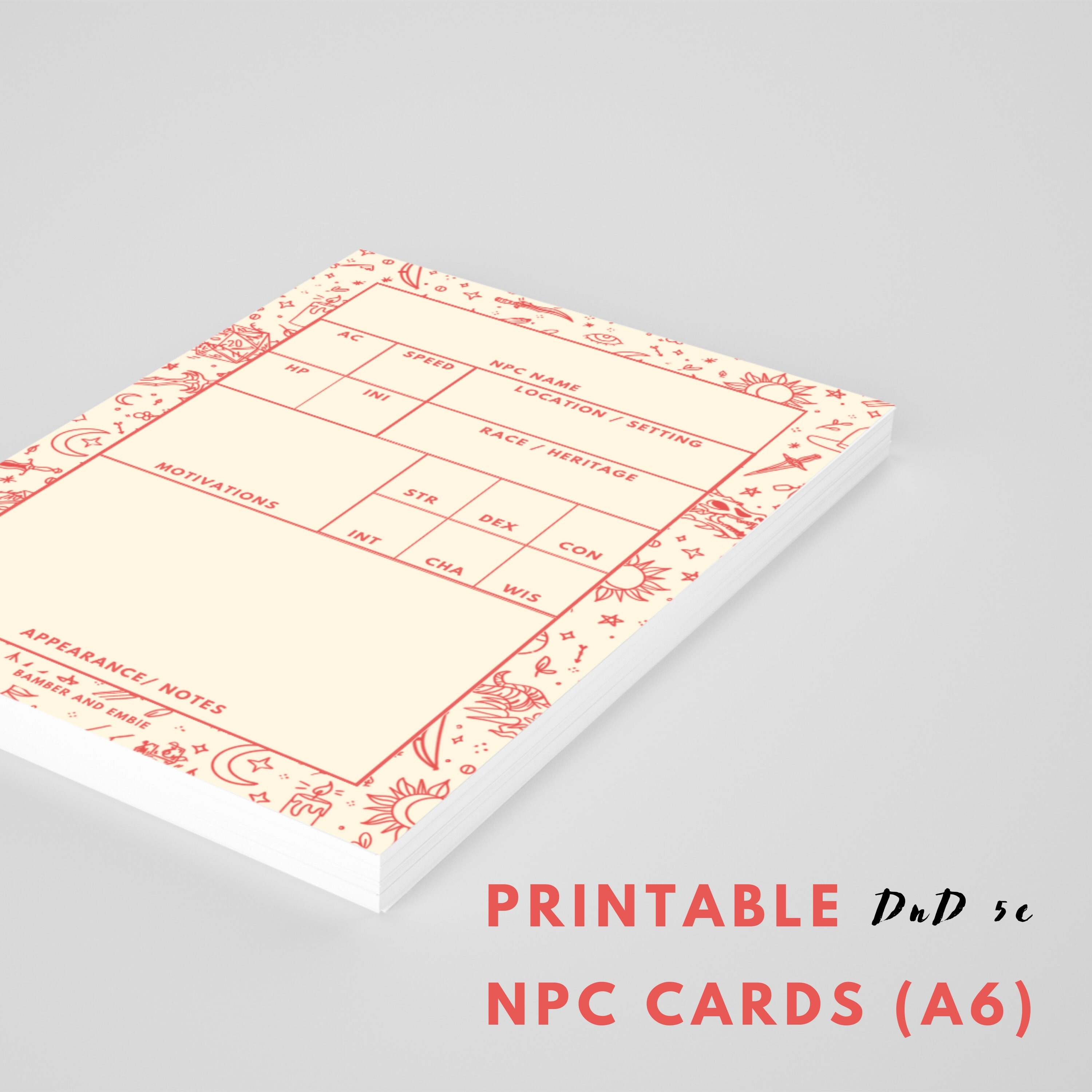 Whimsy NPC Cards: Fillable D&D 5e Template (A6 Digital Download) - Etsy