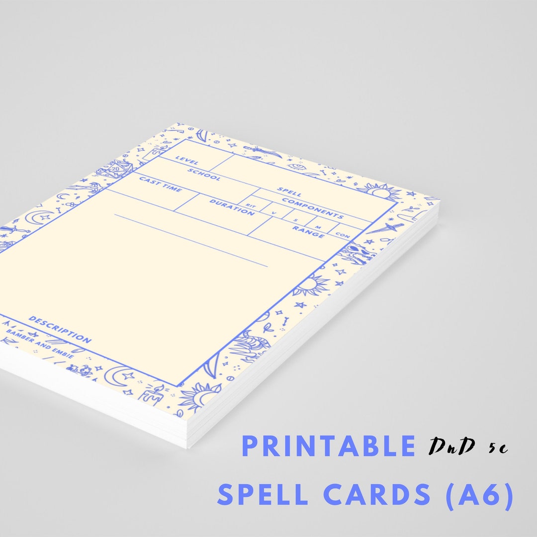 Whimsy Spell Cards: Fillable D&D 5e Template (A6 Digital Download) - Etsy