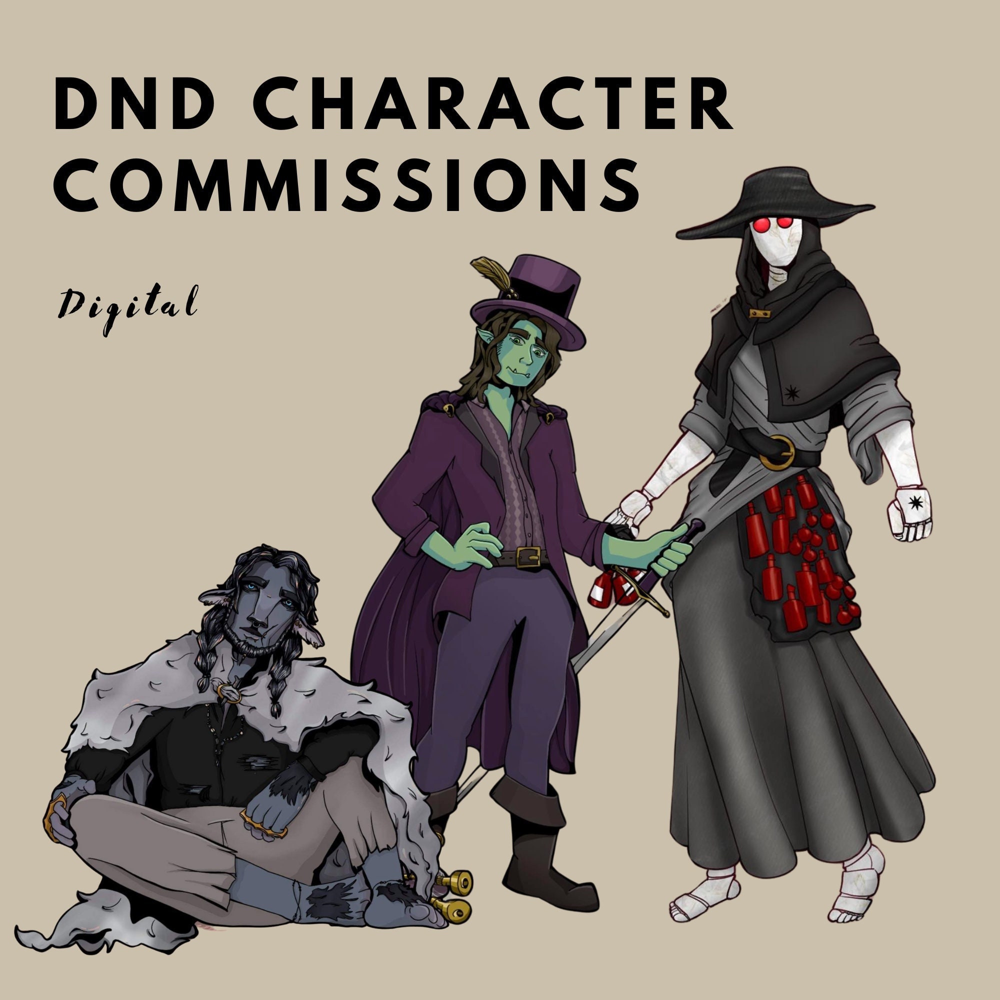 Custom Dnd Character Full Body Art Digital Download Only: Dnd Gift ...