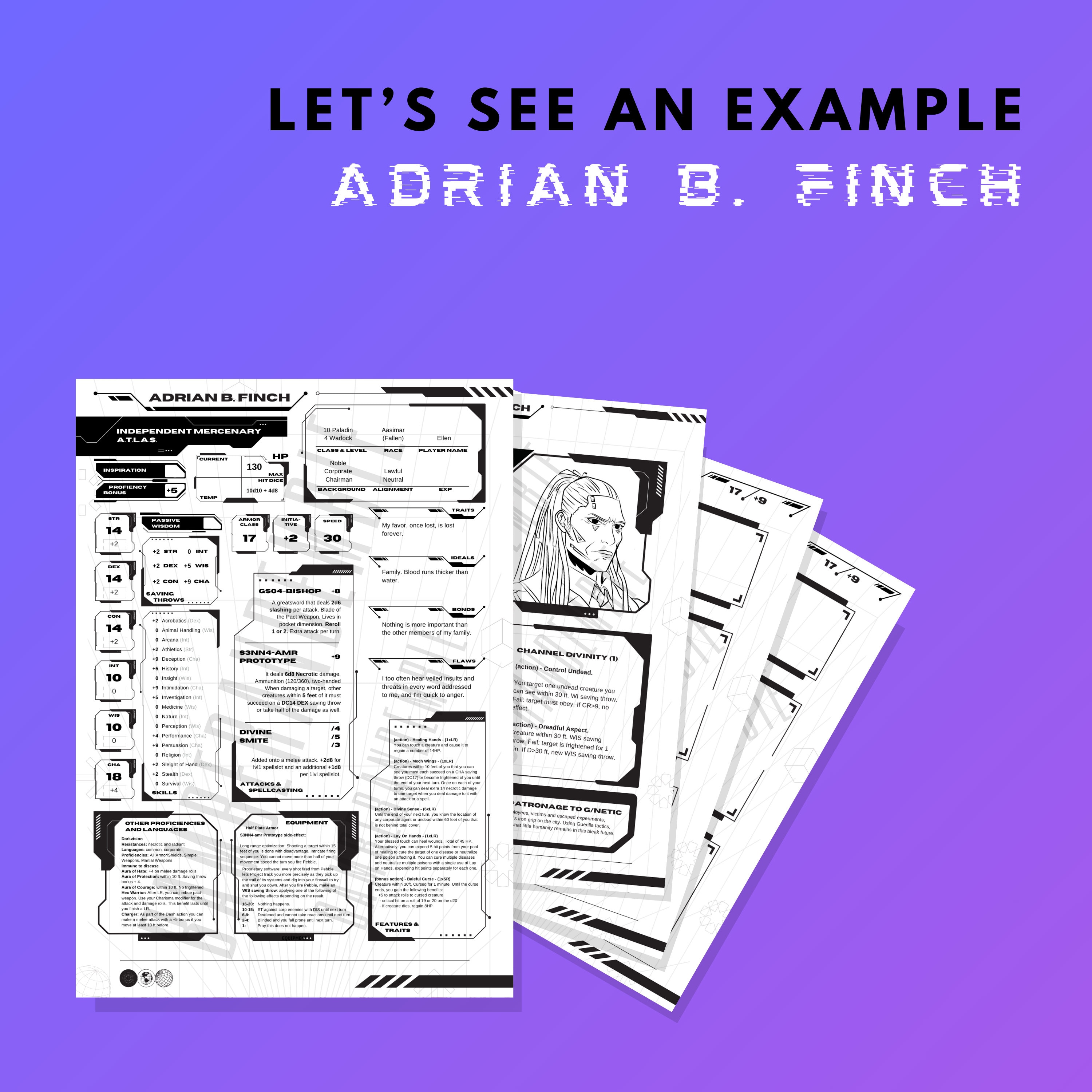 Cyberpunk D&D 5e Fillable Character Sheet: Sci-fi Futuristic Theme ...