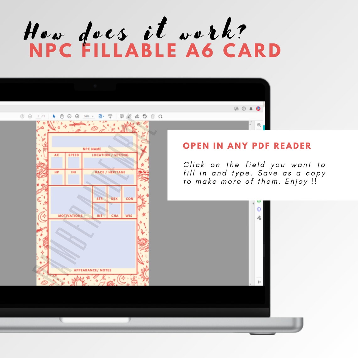 Whimsy NPC Cards: Fillable D&D 5e Template (A6 Digital Download) - Etsy