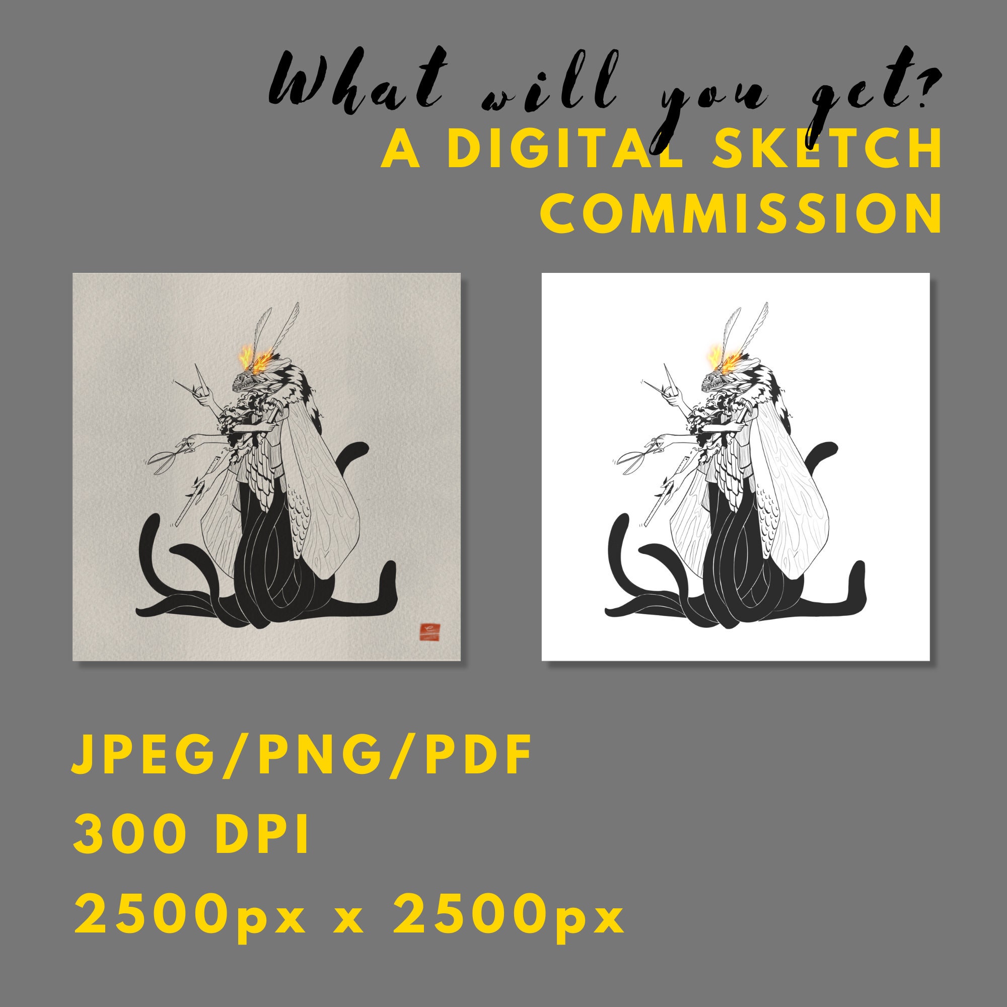 Custom Dnd Monster Sketch Art Digital Download Only: Dnd Gift, Custom ...