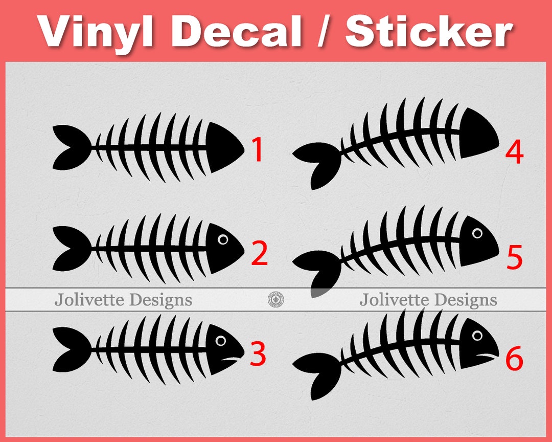 Fish, Dead Fish, Fish Bones, Decal, Car Decal, Laptop Decal, Yeti Decal ...