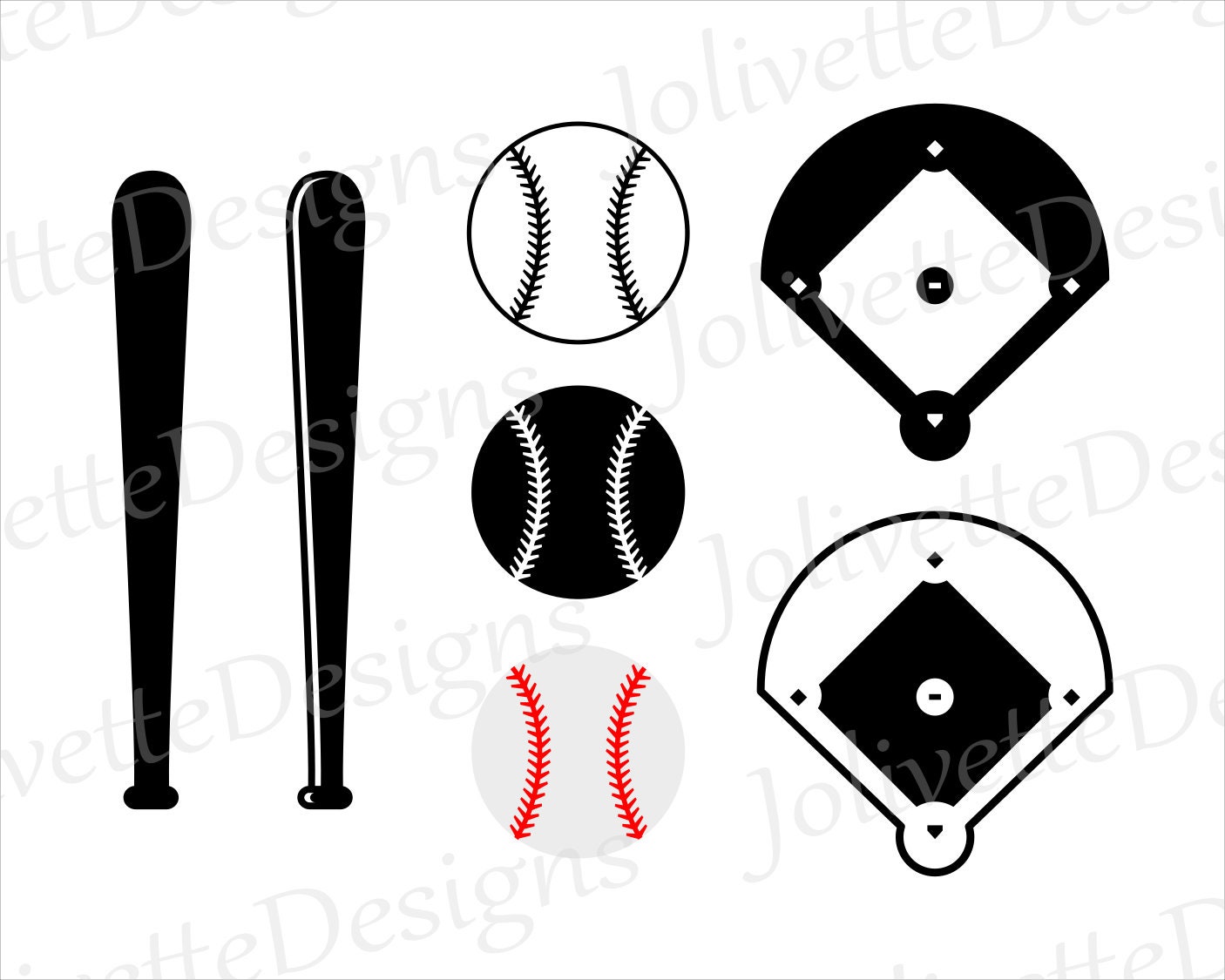 Baseball Sports Ball Diamond Bat Clip Art Clipart | Etsy