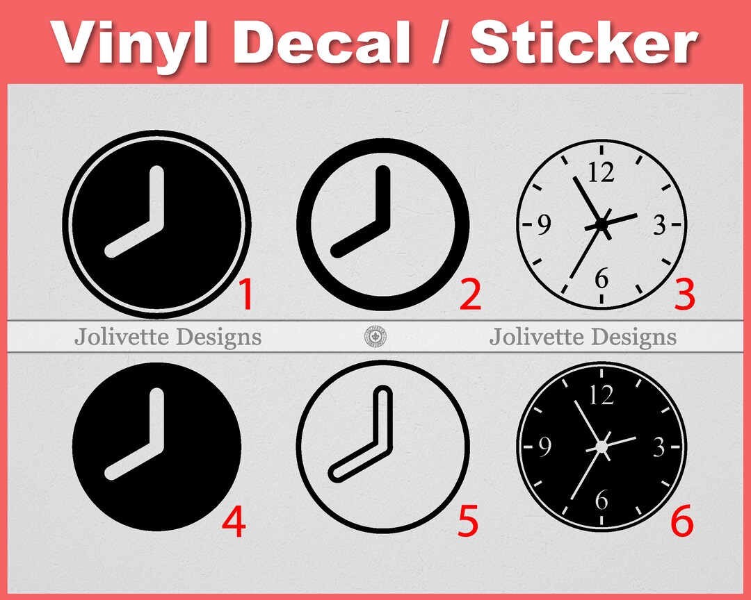 Simple Clock, Clocks, Time, Watch, Decal, Car Decal, Laptop Decal, Yeti ...