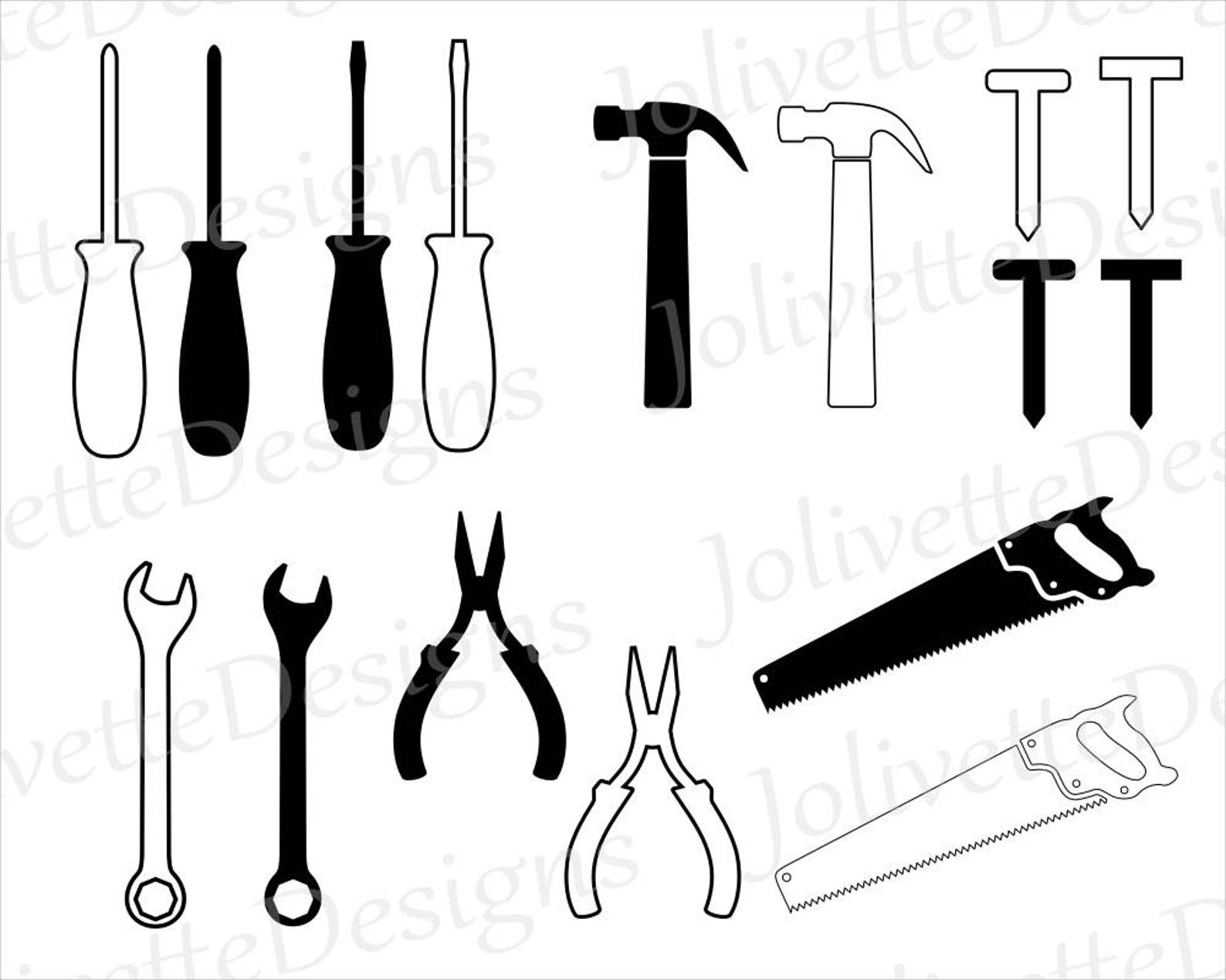 Tools Screwdriver Hammer Nails Saw Pliers Wrench Clip - Etsy