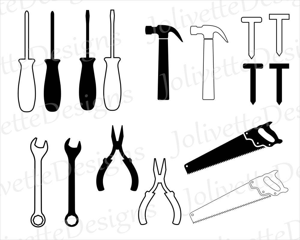 Tools Screwdriver Hammer Nails Saw Pliers Wrench Clip - Etsy