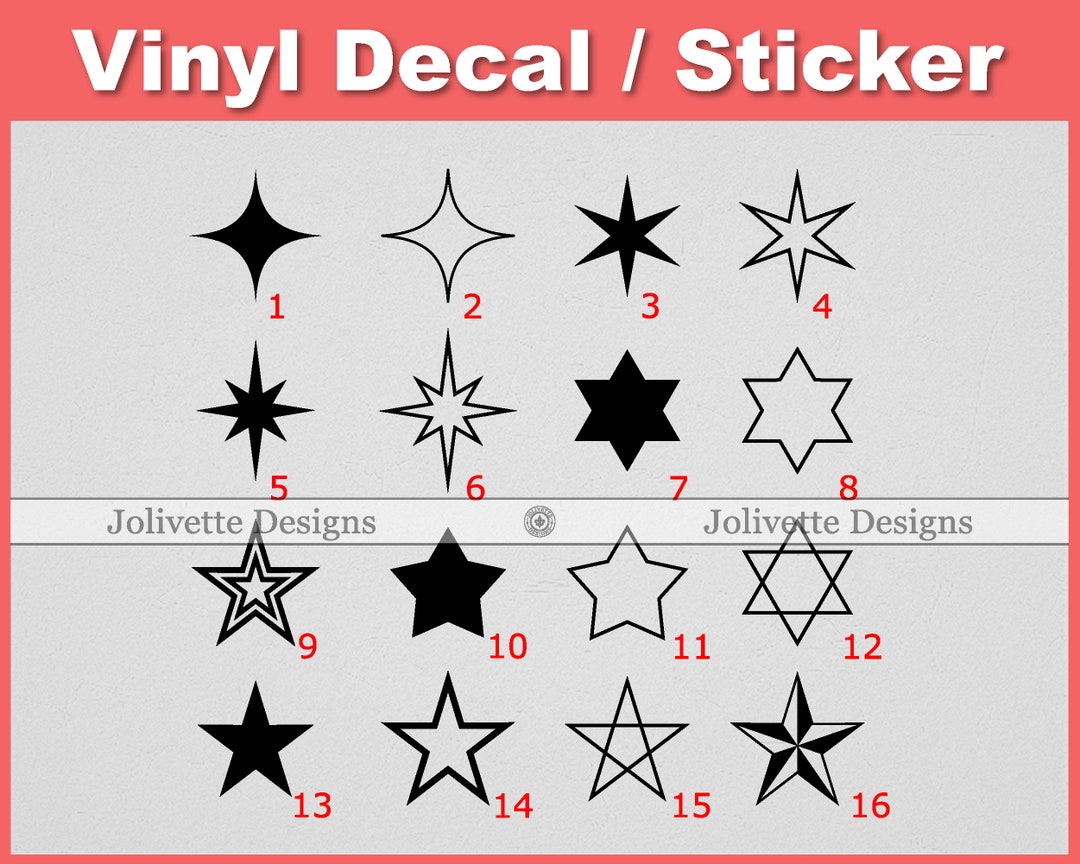 Stars, Sparkle, Nautical Star, 5 Pointed, 6, Decal, Car Decal, Laptop ...