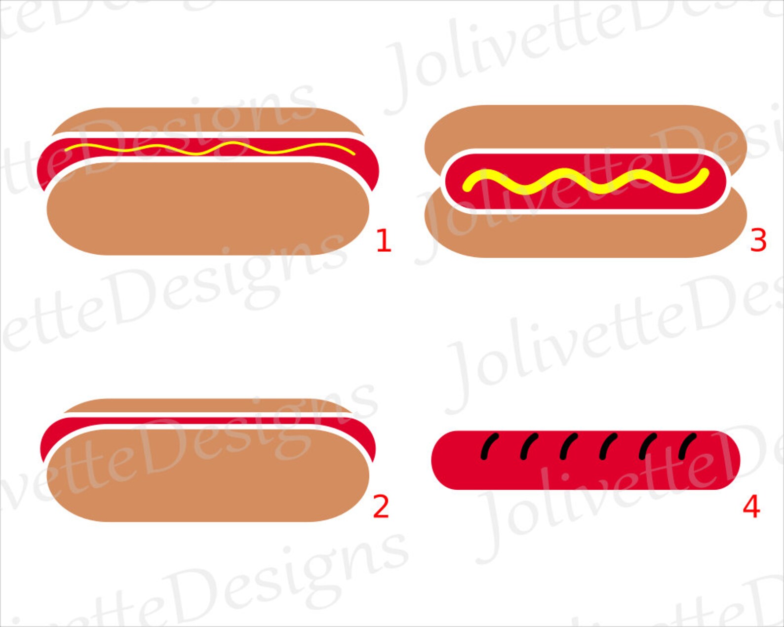 Hot Dog Sausage Grilled BBQ Bun Link Clip Art Clipart | Etsy