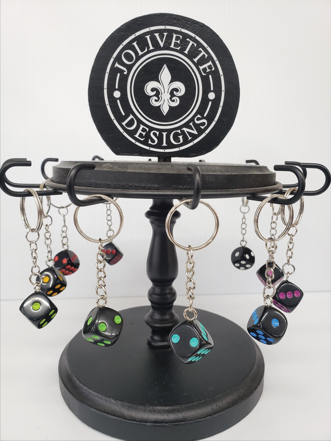 Handmade Dice Keychain, Single D6 Die Keyring, Black, Black & Colorful ...