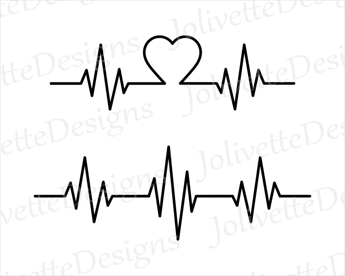 Heartbeats Heart Wave Line Clip Art Clipart Design Svg | Etsy