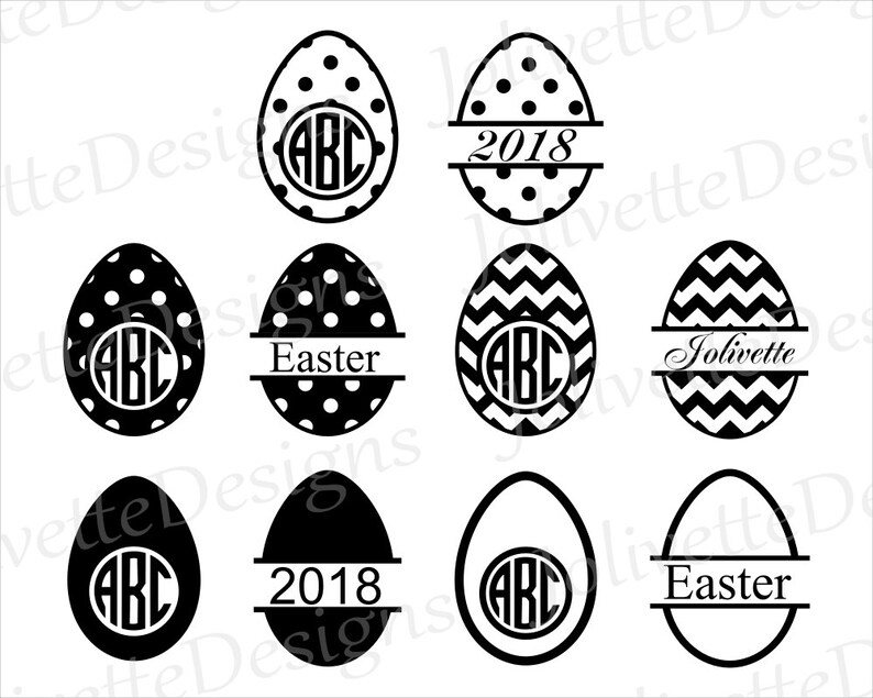 Egg Easter Monogram Eggs Chevron Polka Dot Clip Art | Etsy