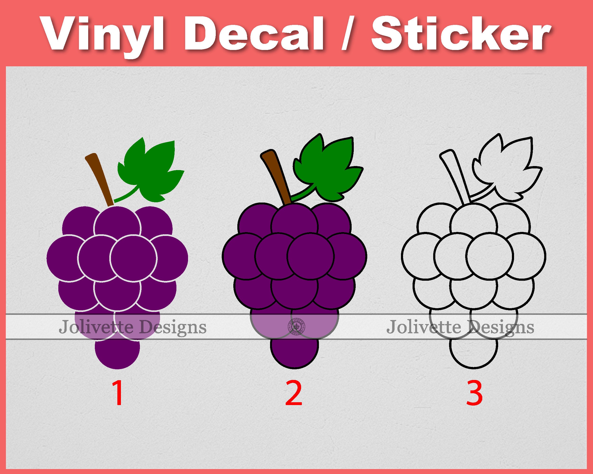 Grapes, Fruit, Berry, Purple, Decal, Car Decal, Laptop Decal, Yeti ...