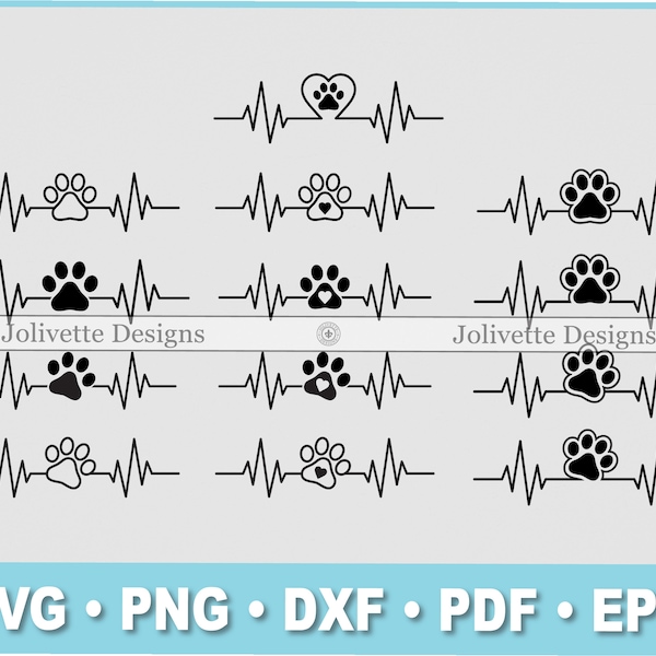 Paw Heartbeat Svg - Etsy