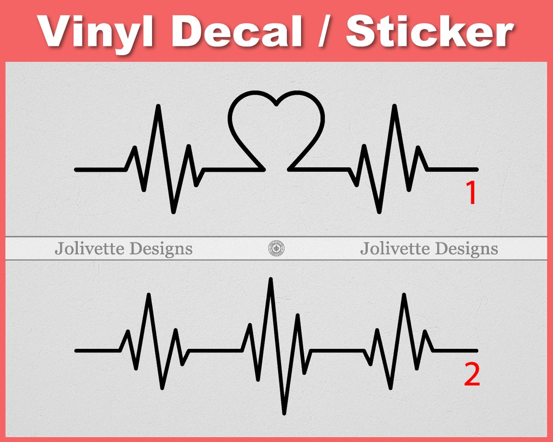 Heartbeat, Hearts, EKG, ECG, Wave, Line, Love, Decal, Car Decal, Laptop ...