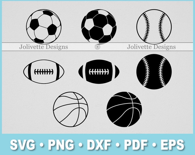 Balls Svg Clipart Pack - Baseball , Basketball, Football, Soccer Ball ...