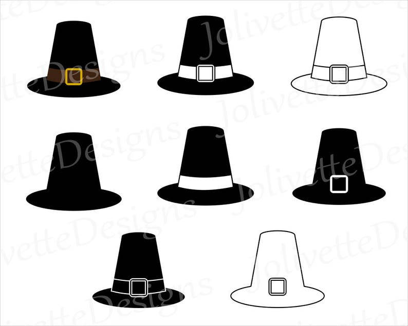 Pilgrim Hat Thanksgiving Hats SVG Clip Art Clipart - Etsy