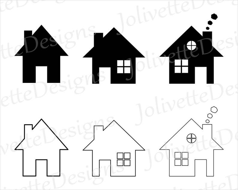 Simple House Home Chimney Door Window Clip Art Clipart - Etsy