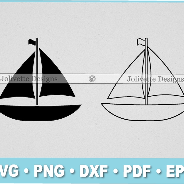 Sail Boat Clip Art Silhouette - Etsy