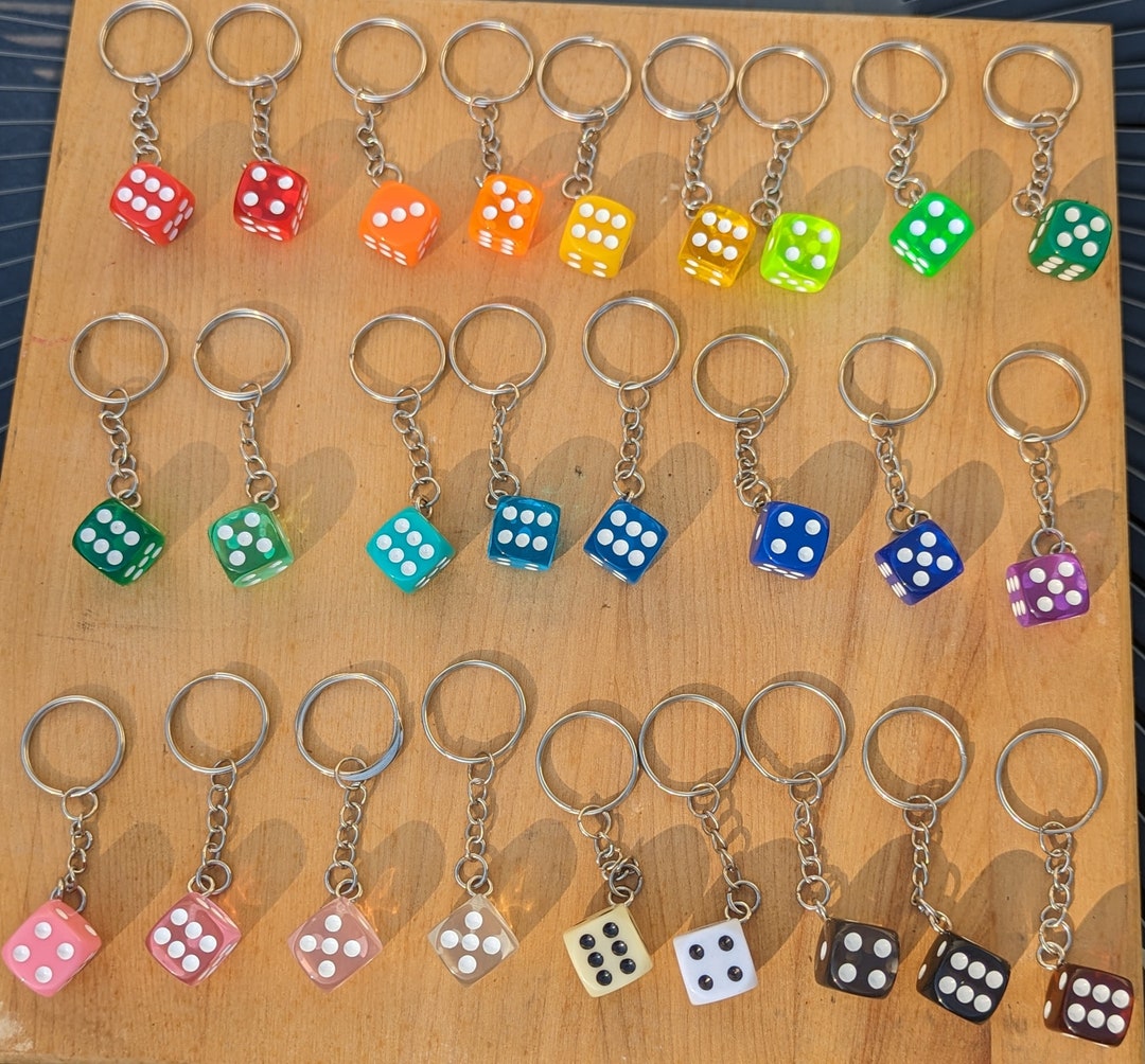 Handmade Dice Keychain, Single D6 Die Keyring, Casino, Gambling, Gaming ...