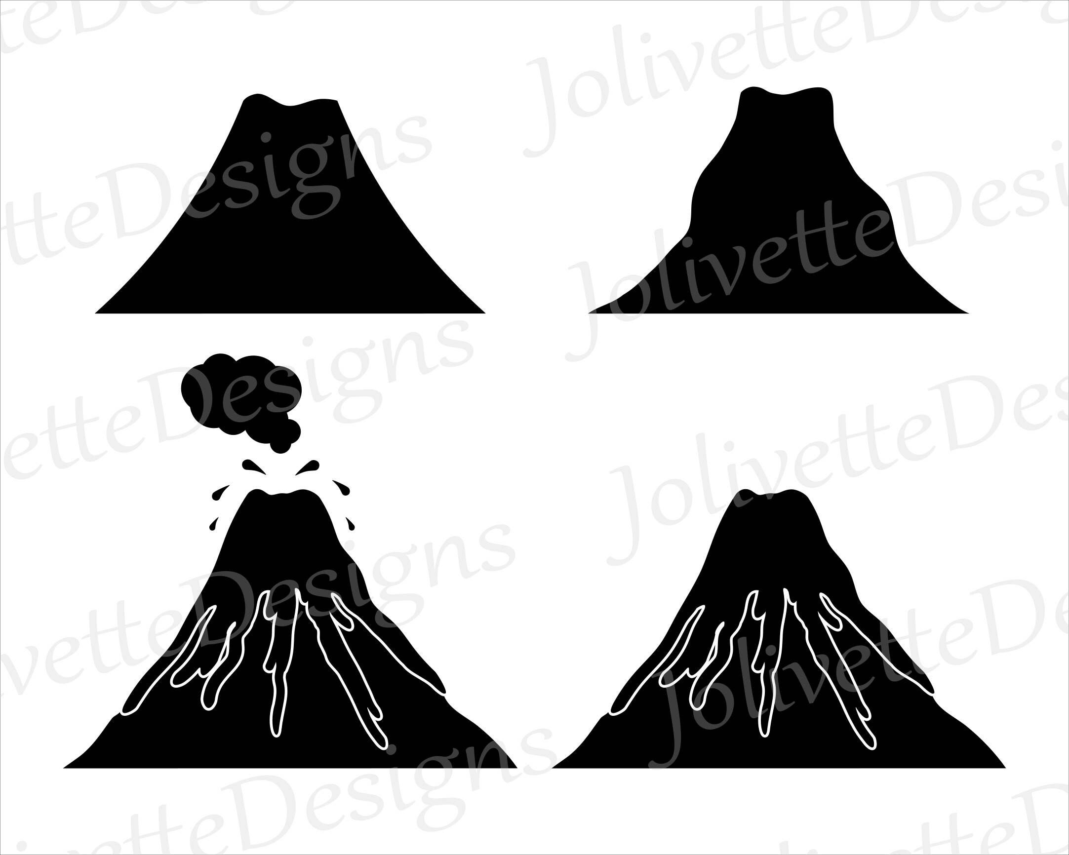 Volcano Lava Smoke Mountain Clip Art Clipart Design Svg | Etsy