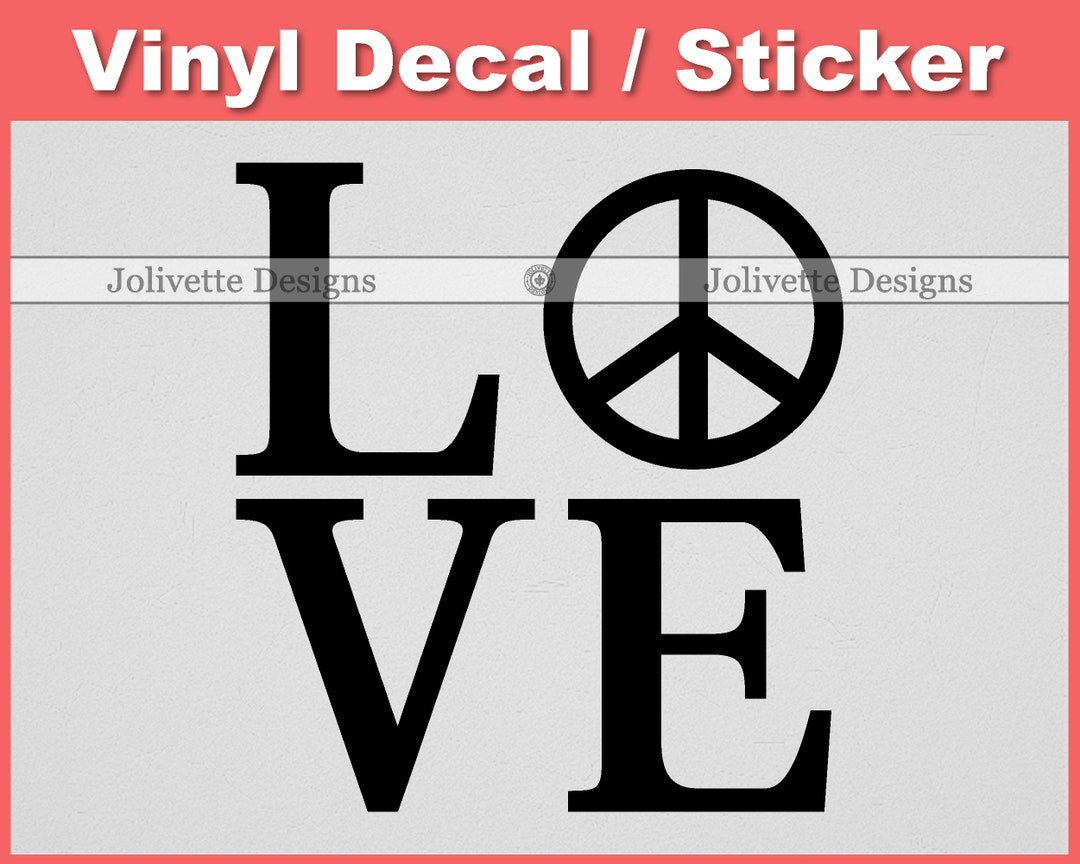 Love, Peace Sign, Peace, Happiness, Decal, Car Decal, Laptop Decal ...