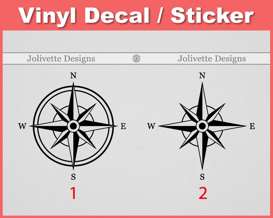 Nautical Compass, Directions, Sailor, Ship, Decal, Car Decal, Laptop ...