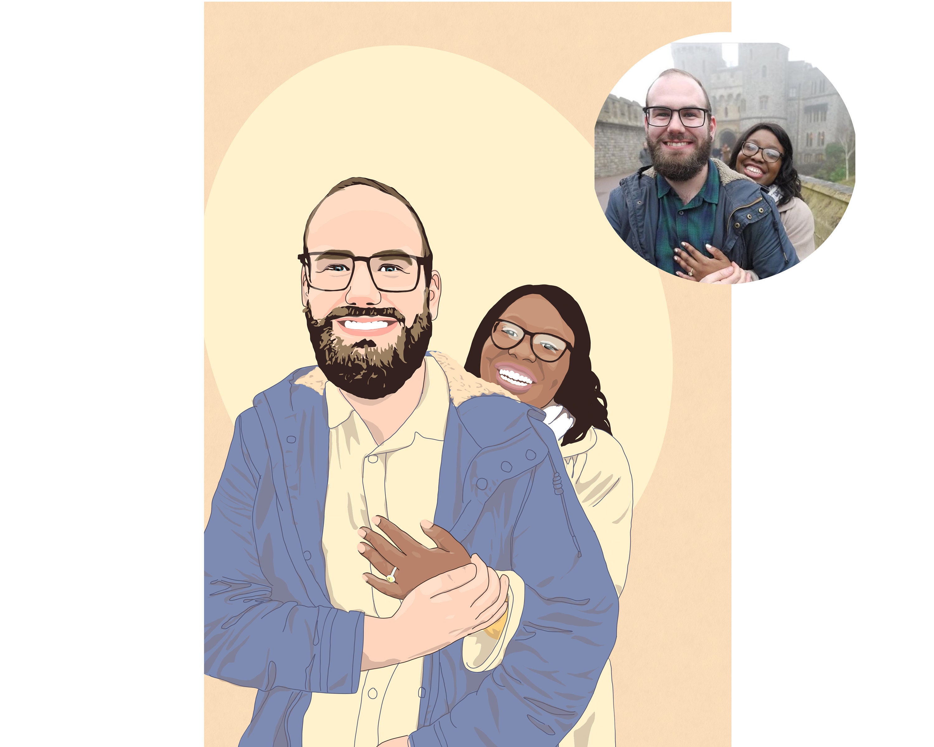 Custom Illustration Couple Cartoon Portrait Couple | Etsy