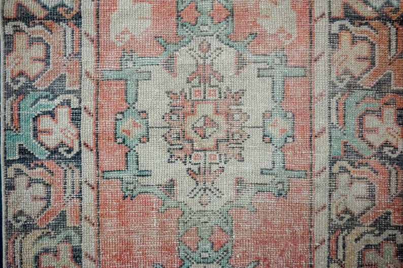 3 X 103 Vintage Turkish Runner Muted Coral Red Charcoal and - Etsy