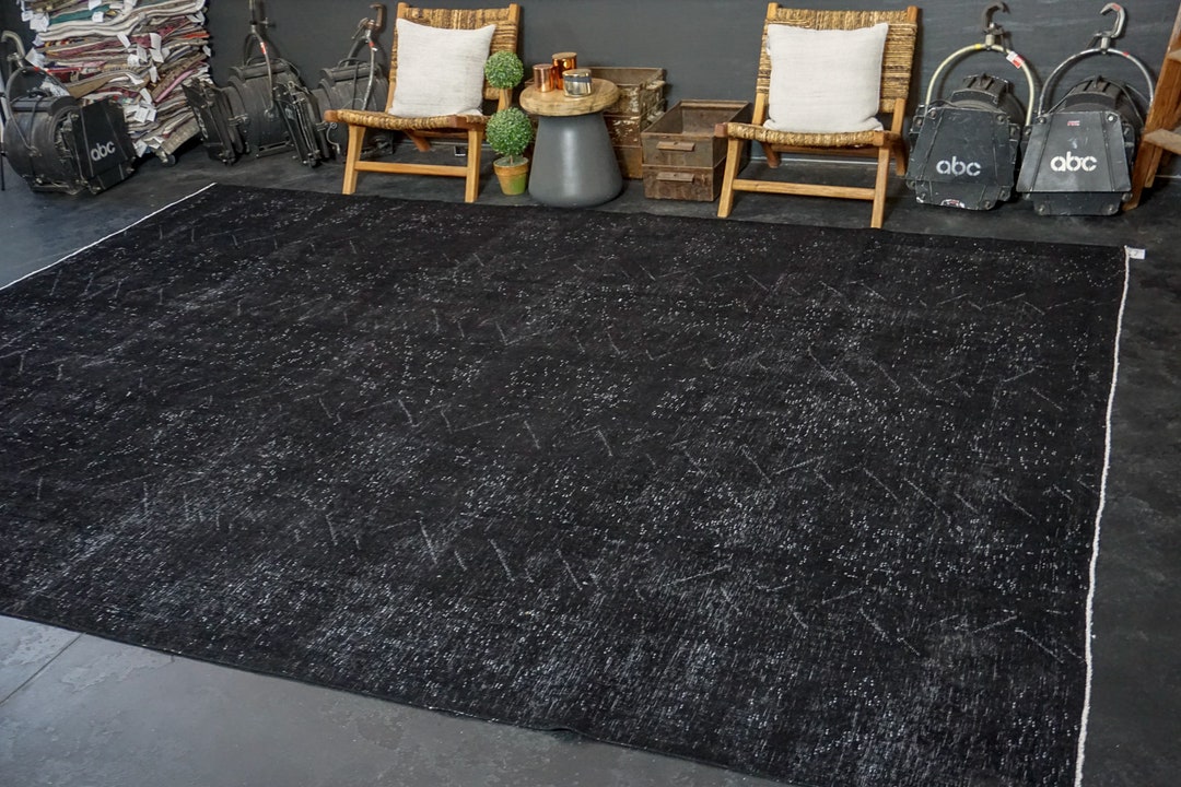 9’6 X 13’ Classic Vintage Rug Black Overdyed Carpet 1970's - Etsy