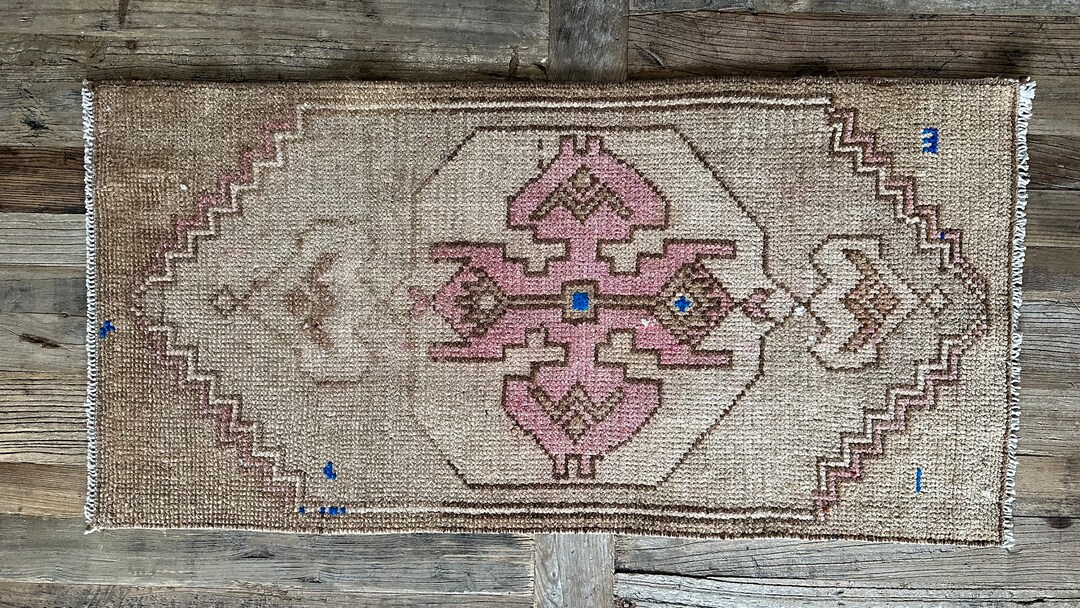 1’6 X 3’ Antique Turkish Kars Rug Muted Camel Beige, Cerulean Blue ...