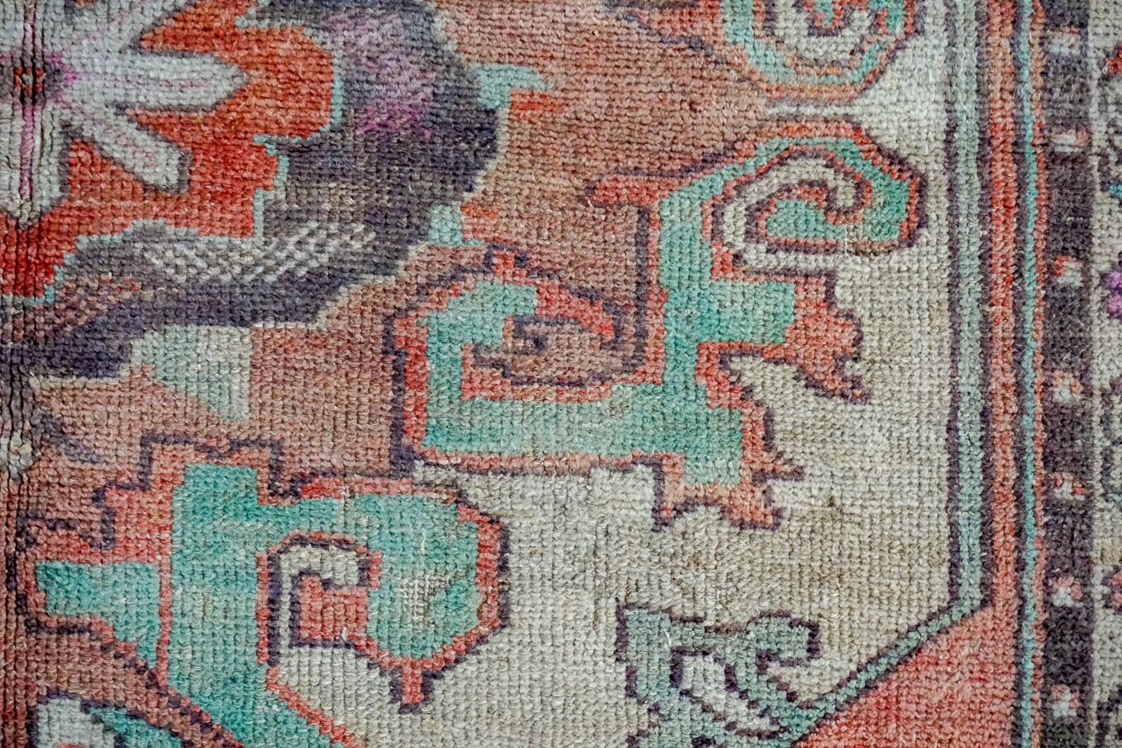 44 X 610 Oushak Rug Muted Red Mint Green and Purple-gray - Etsy