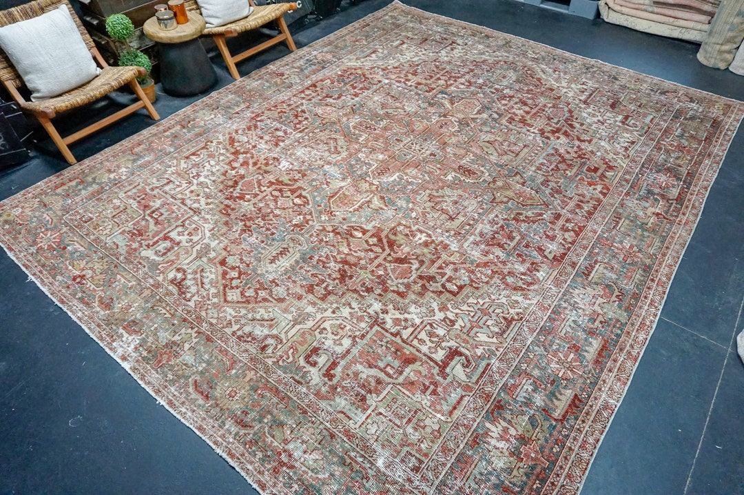 9’8 X 12’9 Classic Vintage Carpet Wine, Blue & Green SB - Etsy