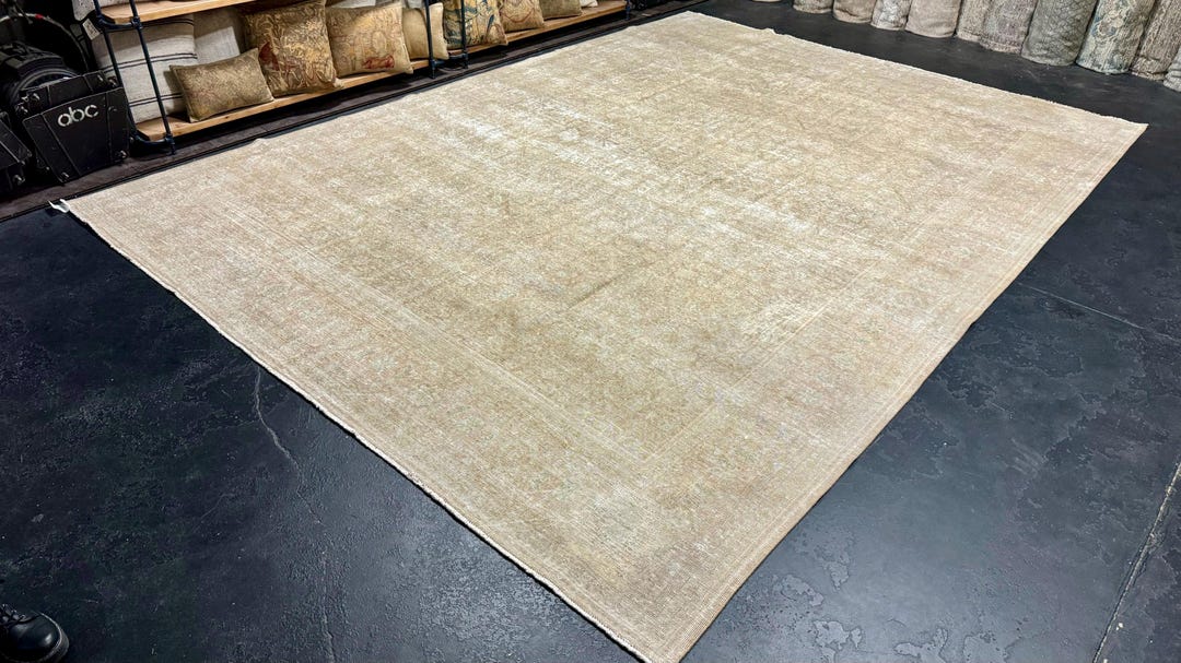 9’8 X 13’6 Classic Vintage Rug Muted Camel Beige & Blue - Etsy
