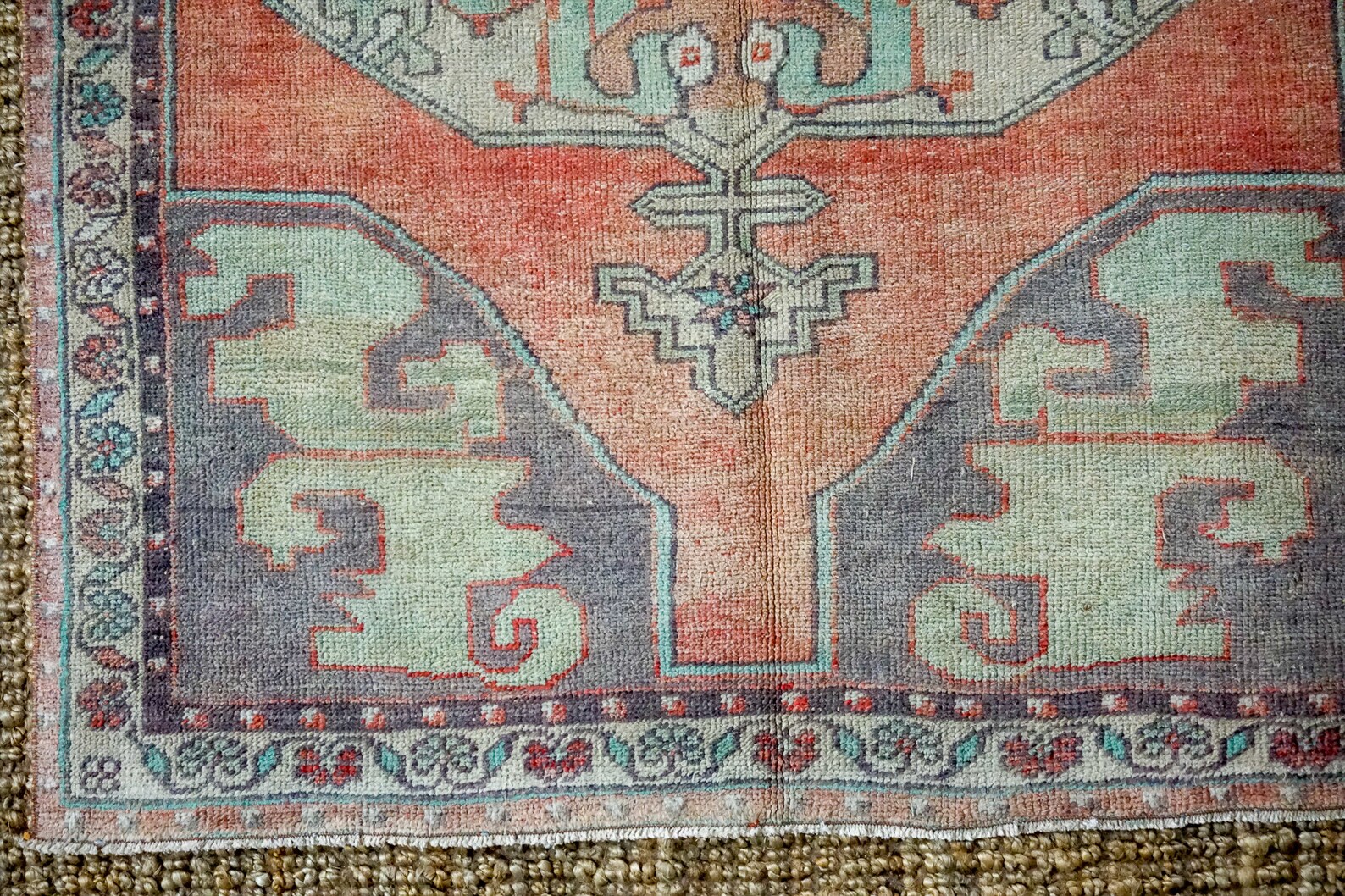 44 X 610 Oushak Rug Muted Red Mint Green and Purple-gray - Etsy