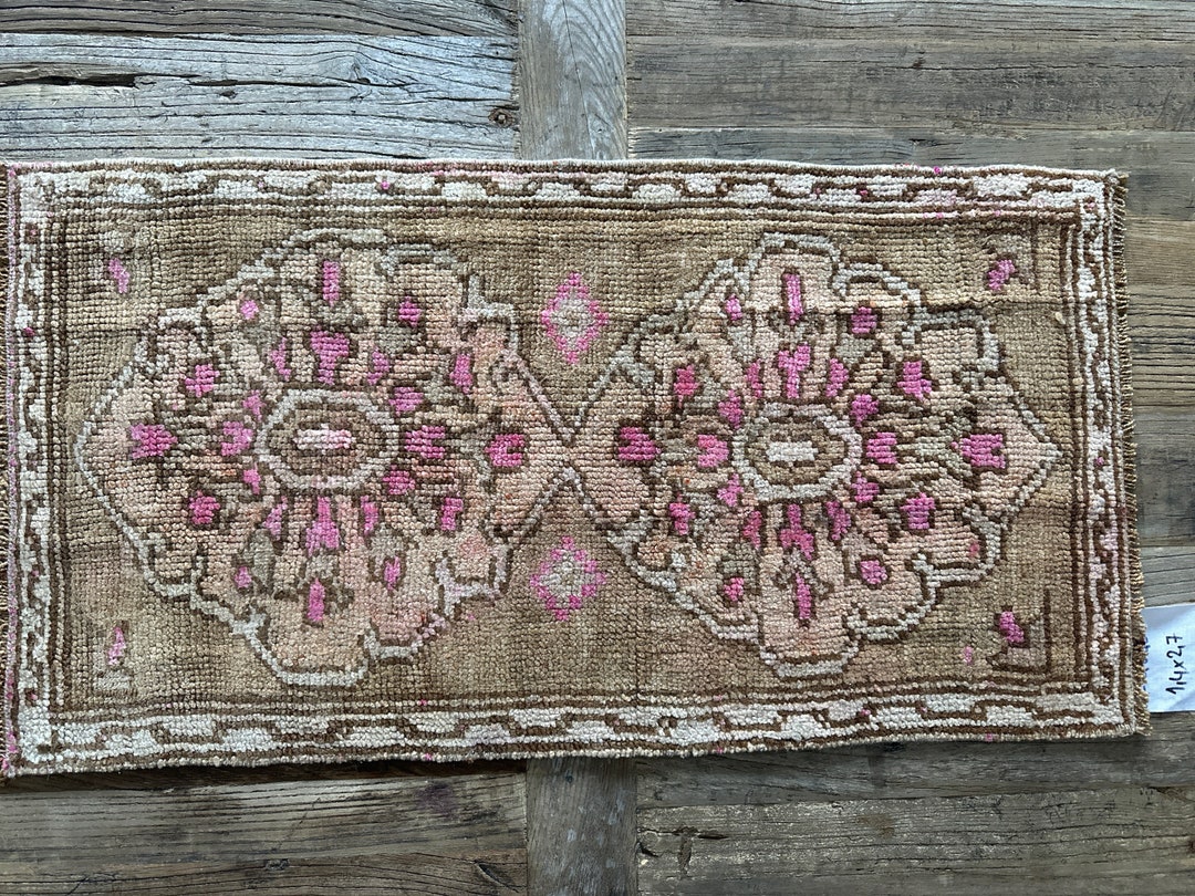 1’4 X 2’7 Antique Kars Rug Muted Camel Brown, Blush Beige + Pink - Etsy