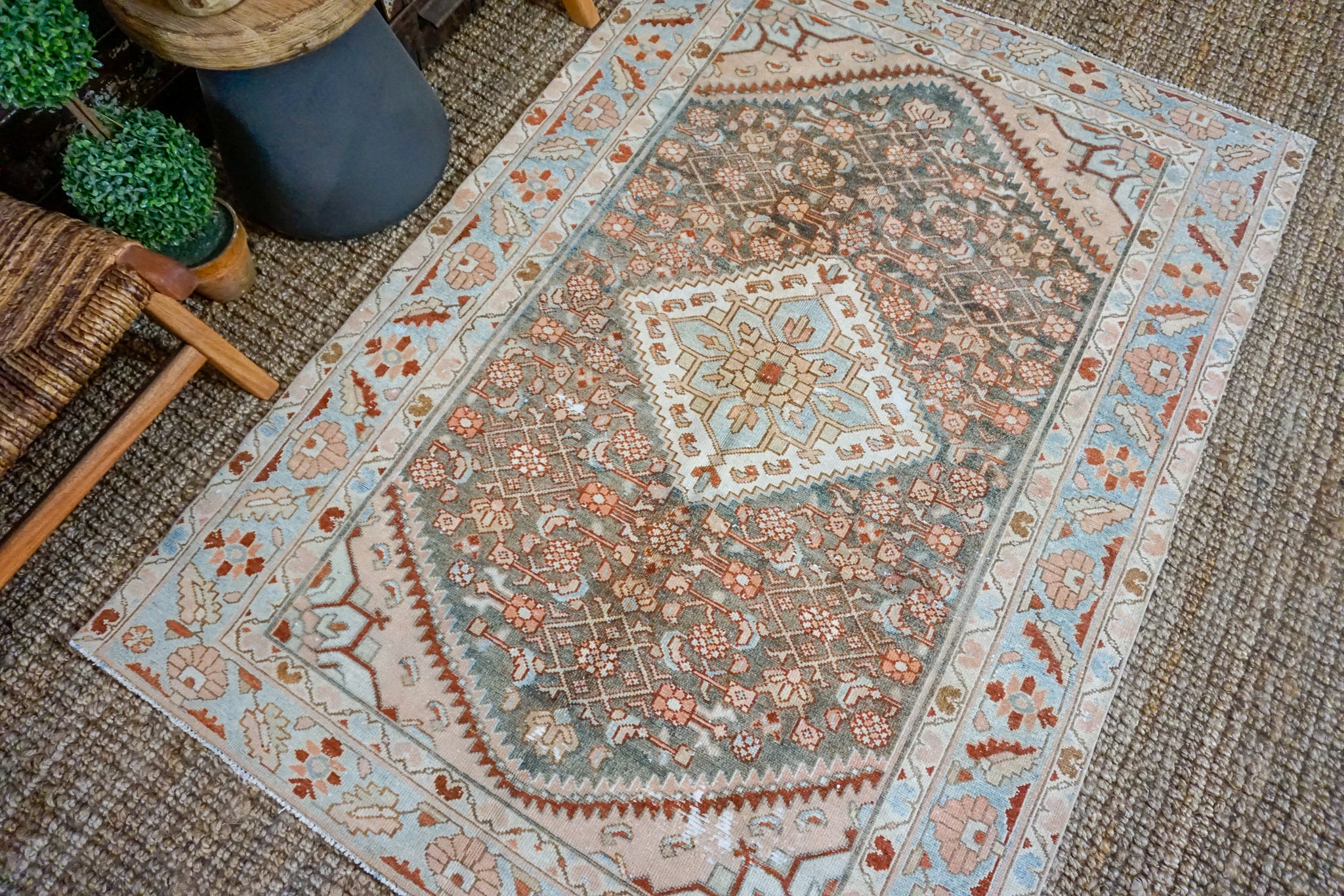 44 x 62 Classic Vintage Handmade Carpet Gray Blue Copper | Etsy