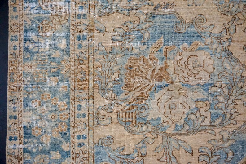 7’ X 10’1 Classic Vintage Rug Muted Blue + Blush-beige Carpet - Etsy