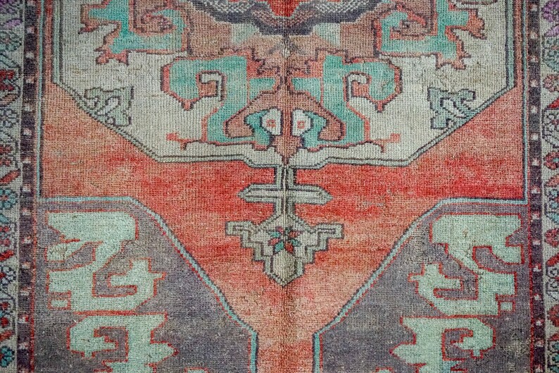 44 X 610 Oushak Rug Muted Red Mint Green and Purple-gray - Etsy