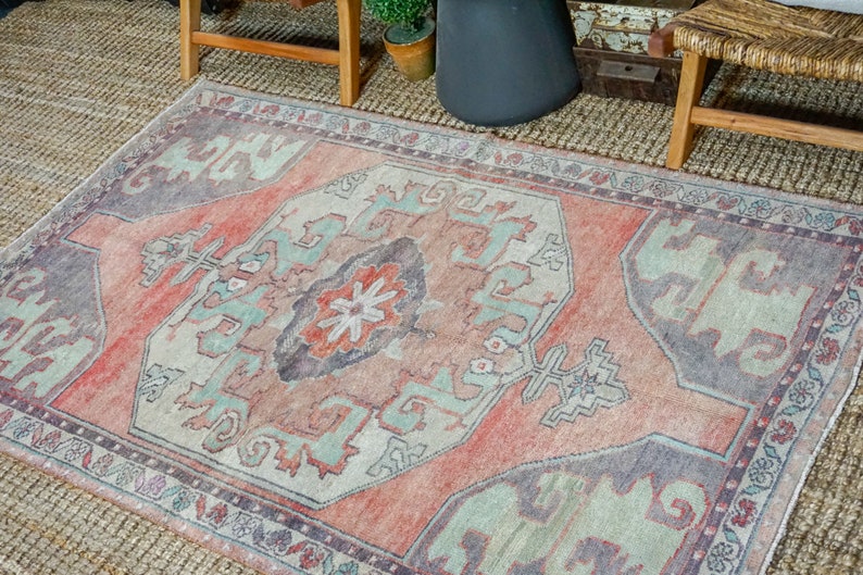 44 X 610 Oushak Rug Muted Red Mint Green and Purple-gray - Etsy