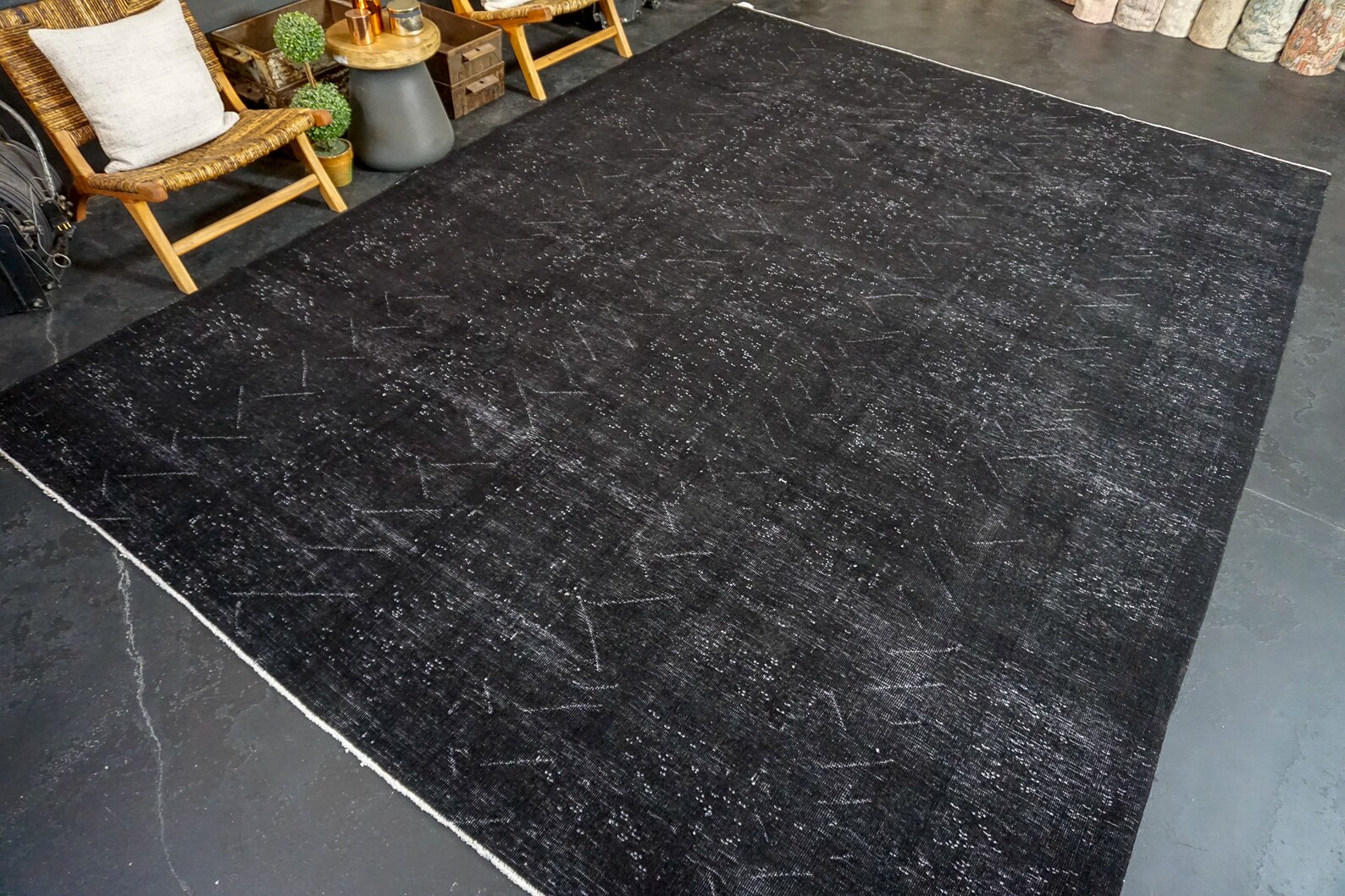 96 x 13 Classic Vintage Rug Black Overdyed Carpet 1970's | Etsy