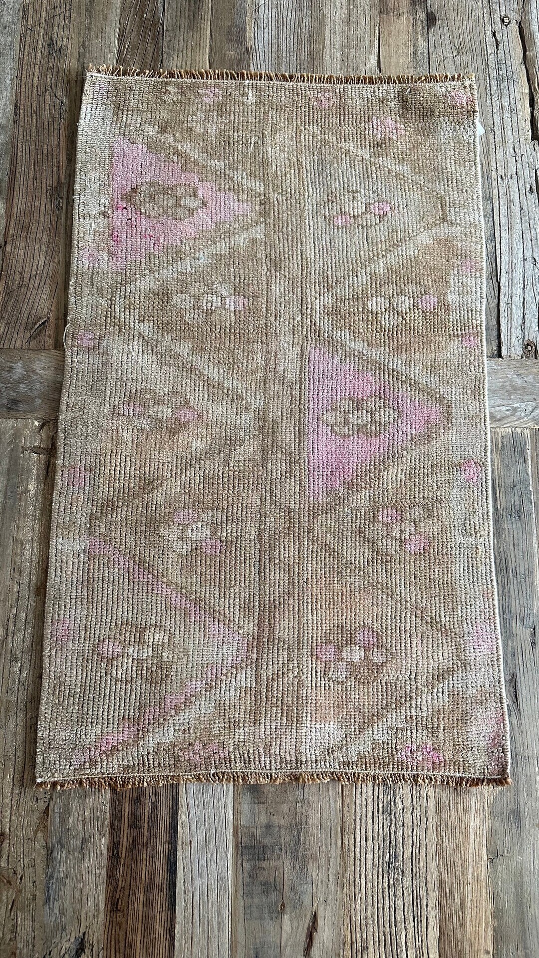 1’7 X 2’7 Antique Kars Rug Muted Camel Beige + Beige and Pale Pink - Etsy